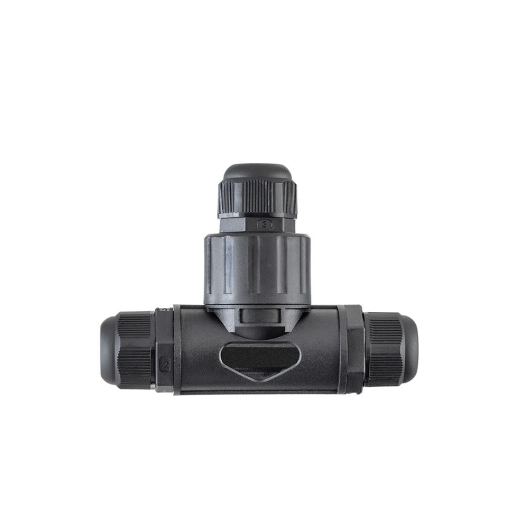 Conector T Hermético IP68 para Derivación 1 Entrada y 2 Salidas